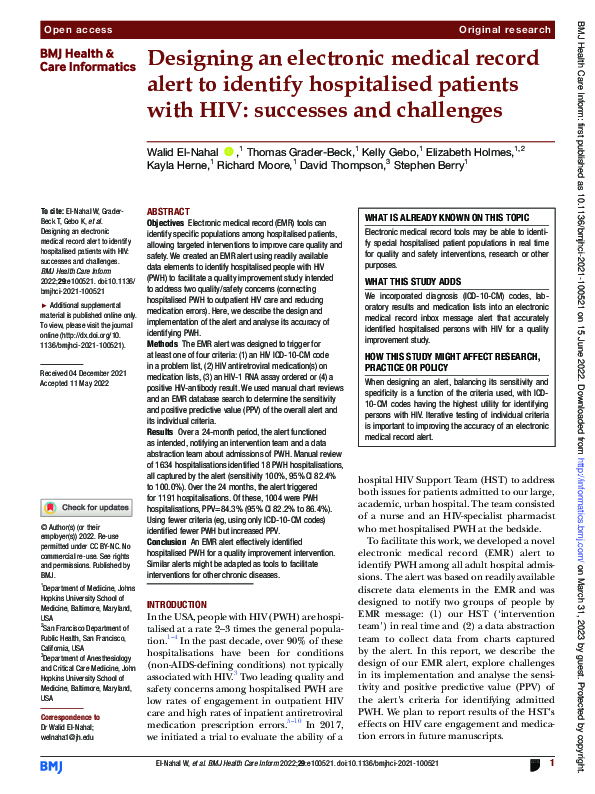 Pdf Development Of An Electronic Medical Record Based Algorithm To Identify Patients With
