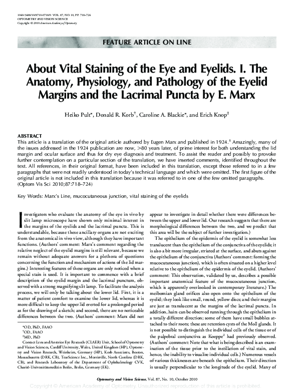 (PDF) About Vital Staining of the Eye and Eyelids. I. The Anatomy ...