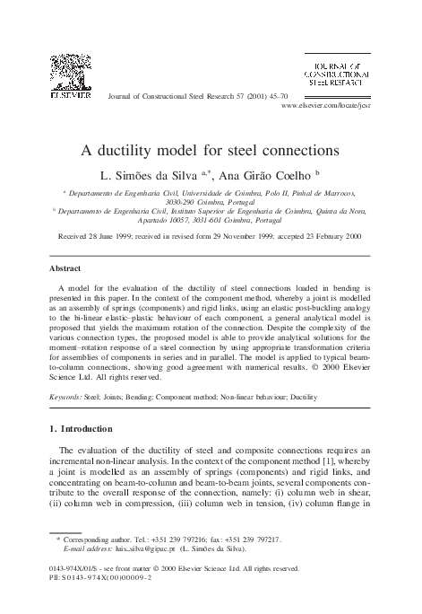 (PDF) A ductility model for steel connections