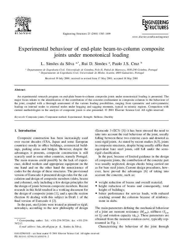 (PDF) Experimental behaviour of end-plate beam-to-column composite ...