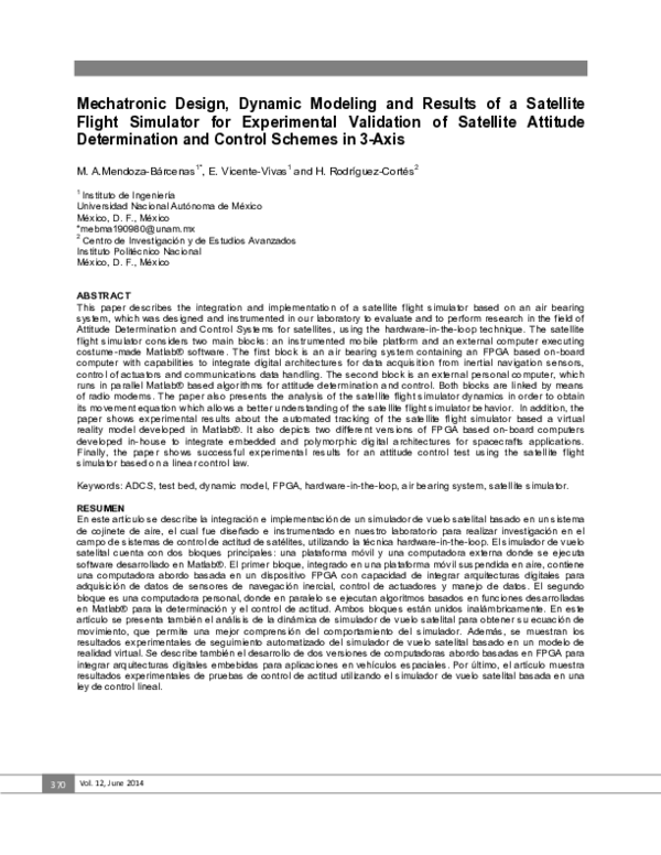 (PDF) Mechatronic Design, Dynamic Modeling and Results of a Satellite ...