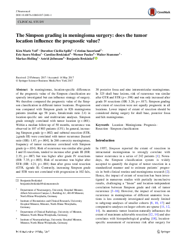 (PDF) The Simpson grading in meningioma surgery: does the tumor ...