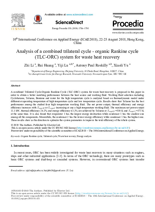 (PDF) Analysis of a combined trilateral cycle - organic Rankine cycle ...