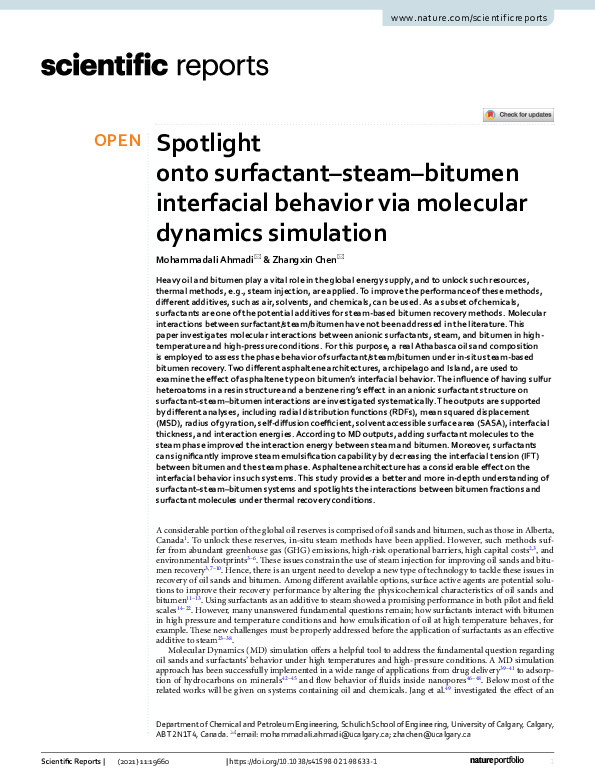 (PDF) Spotlight onto surfactant–steam–bitumen interfacial behavior via ...