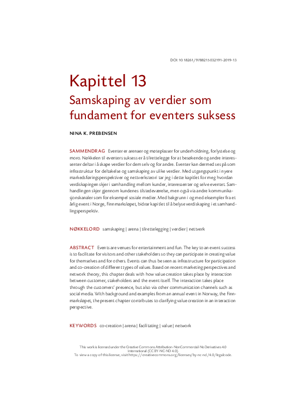 (PDF) Samskaping av verdier som fundament for eventers suksess