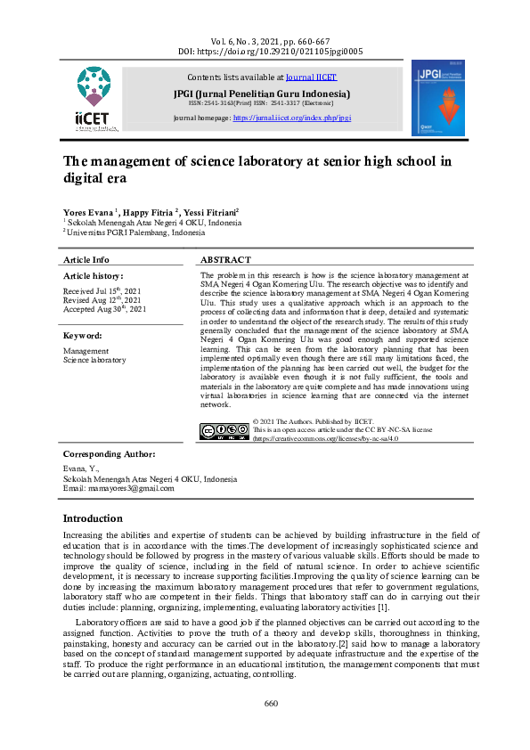 (PDF) The management of science laboratory at senior high school in ...