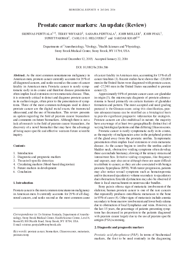 (PDF) Prostate cancer markers: An update