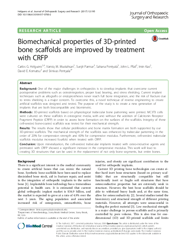 (PDF) Biomechanical properties of 3D-printed bone scaffolds are ...