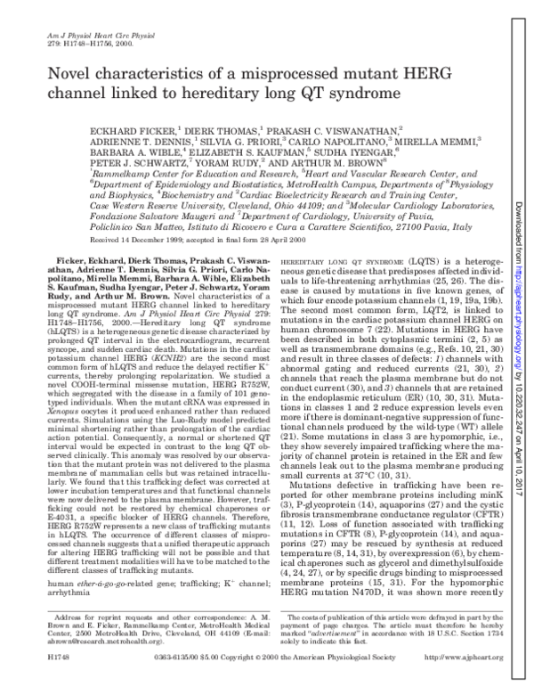 (PDF) Novel characteristics of a misprocessed mutant HERG channel ...