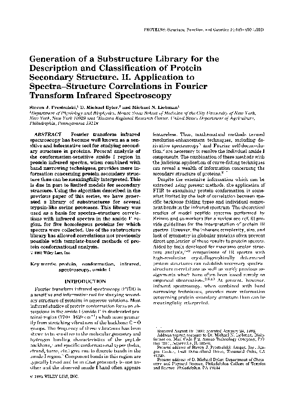Pdf Generation Of A Substructure Library For The Description And Classification Of Protein