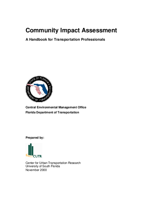 (PDF) Community Impact Assessment: A Handbook for Transportation ...