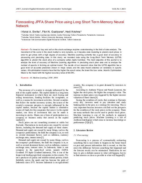 (PDF) Forecasting JPFA Share Price using Long Short Term Memory Neural Network