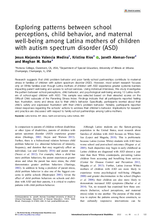 (PDF) Exploring patterns between school perceptions, child behavior ...