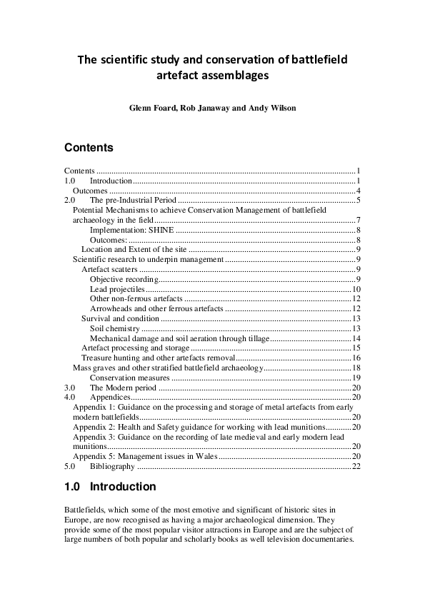 (PDF) The scientific study and conservation of battlefield artefact ...