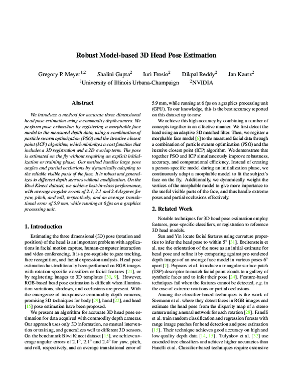 (PDF) Robust Model-Based 3D Head Pose Estimation