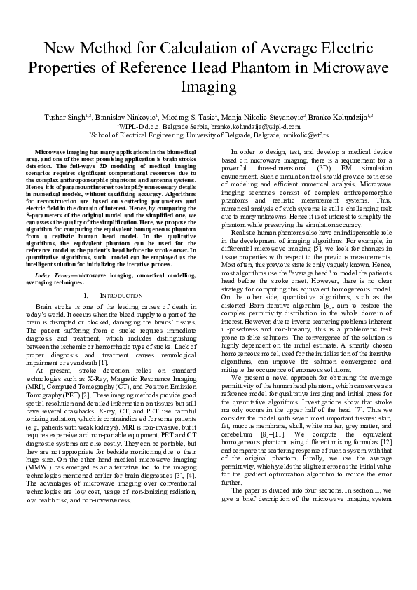 (PDF) Simplifying Electric Properties in Microwave Imaging