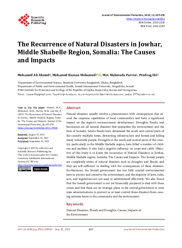 (PDF) The Recurrence of Natural Disasters in Jowhar, Middle Shabelle ...