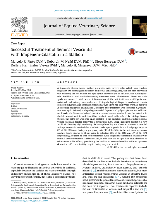 (PDF) Successful Treatment of Seminal Vesiculitis with Imipenem ...