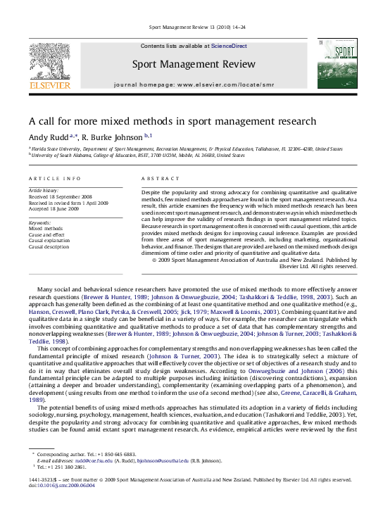 (PDF) A call for more mixed methods in sport management research