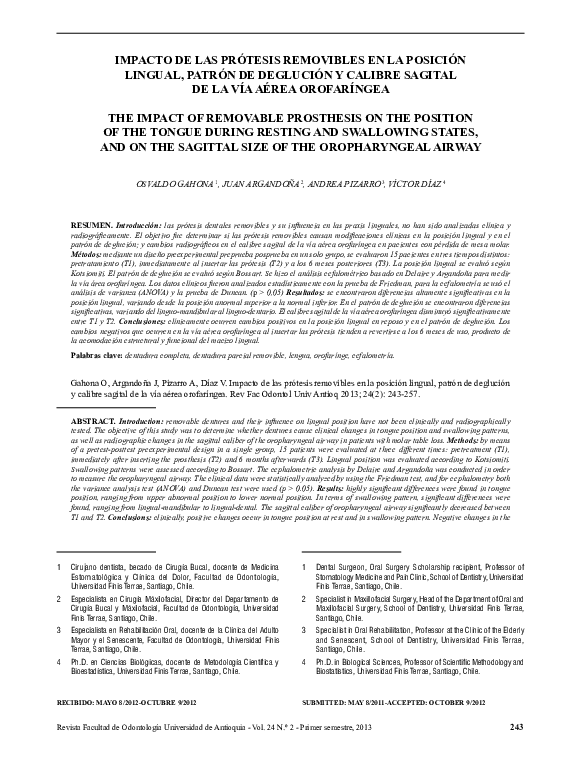 (PDF) ). Impacto de las prótesis removibles en la posición lingual ...