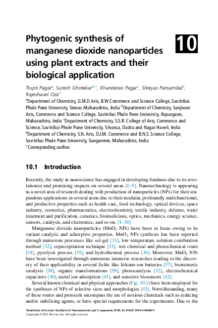 (PDF) Phytogenic synthesis of manganese dioxide nanoparticles using plant extracts and their ...