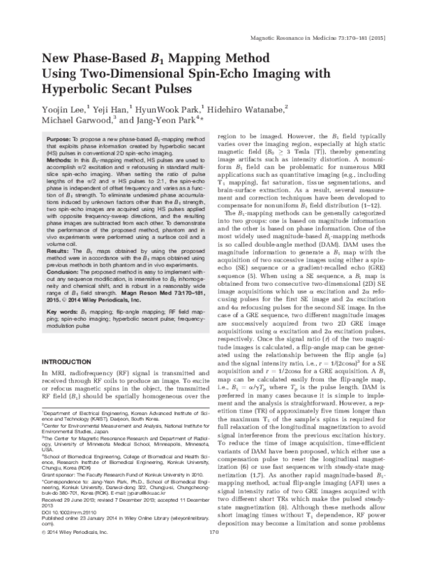 (PDF) New phase-based B 1 mapping method using two-dimensional spin ...