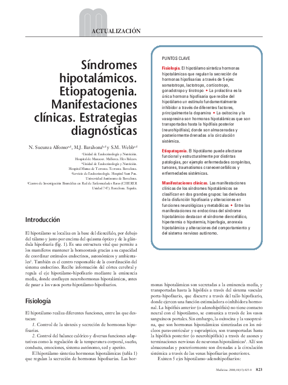 (PDF) S?ndromes hipotal?micos. Etiopatogenia. Manifestaciones cl?nicas. Estrategias diagn?sticas