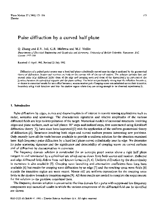 (PDF) Pulse diffraction by a curved half plane