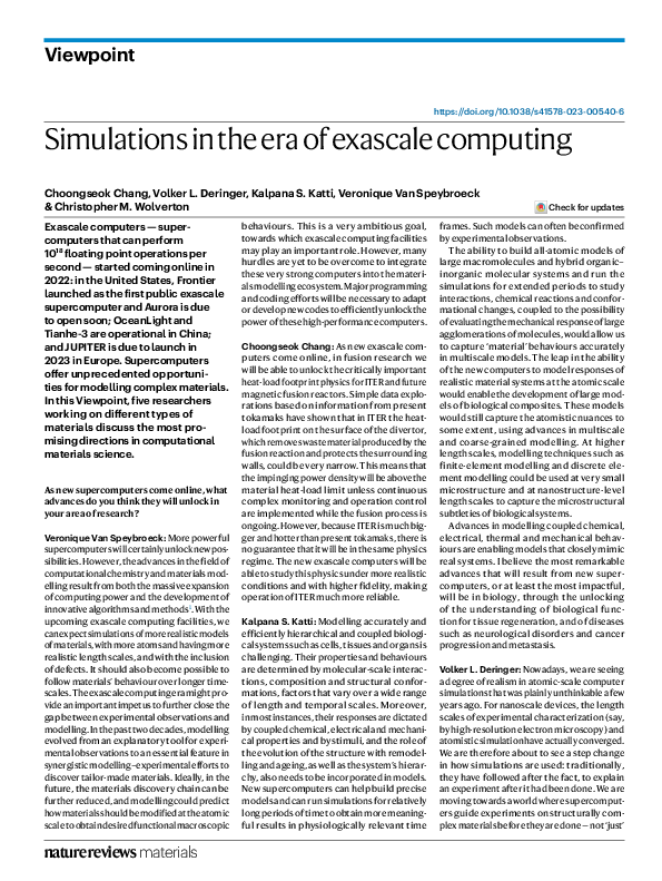 (PDF) Simulations in the era of exascale computing