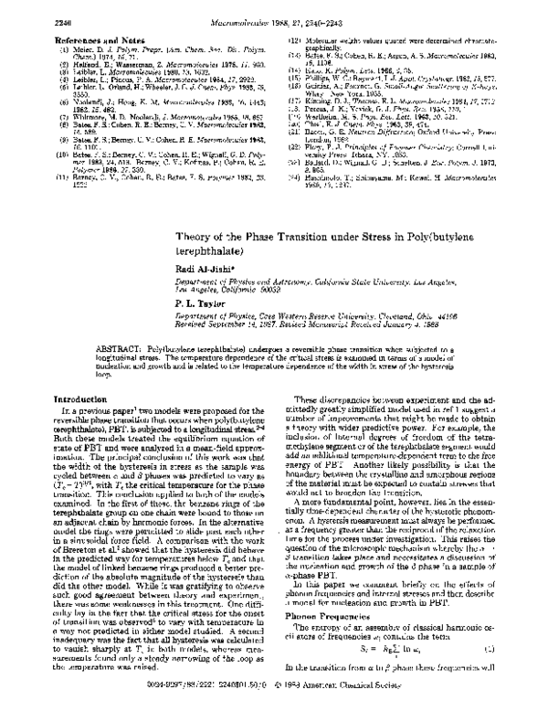 (PDF) Theory of the phase transition under stress in poly(butylene ...