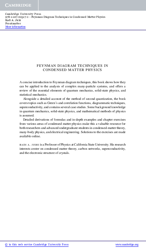 (PDF) Feynman Diagram Techniques in Condensed Matter Physics