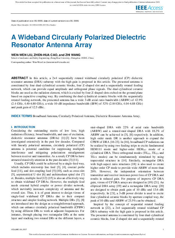(PDF) Wideband Circularly Polarized Dielectric Resonator Antenna