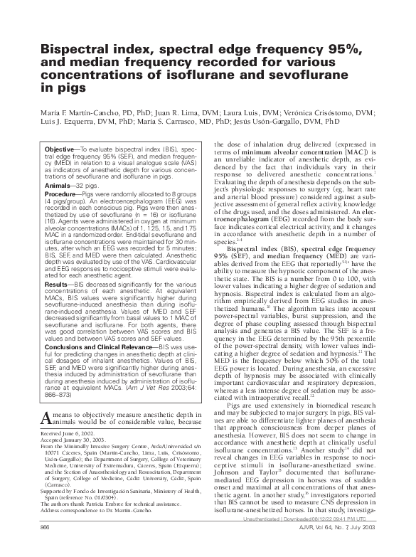 (PDF) Bispectral index, spectral edge frequency 95%, and median ...