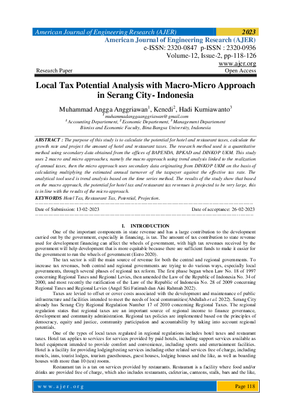 (PDF) Local Tax Potential Analysis with Macro-Micro Approach in Serang ...