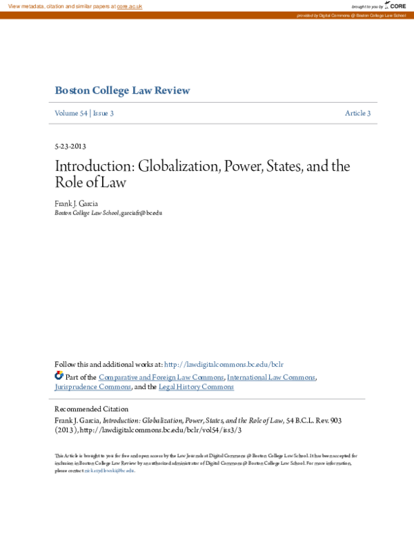 (PDF) Introduction: Globalization, Power, States, and the Role of Law