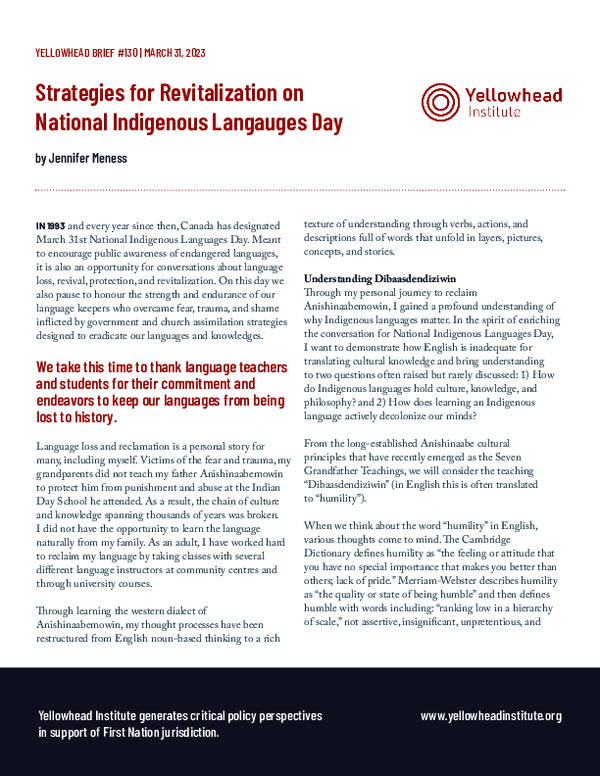 (PDF) Strategies for Revitalization on National Indigenous Langauges Day