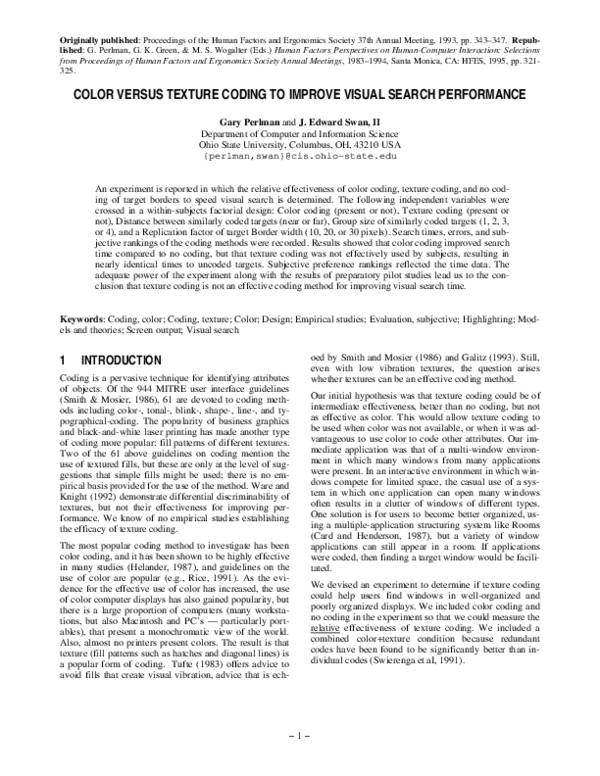 (PDF) Color versus Texture Coding to Improve Visual Search Performance