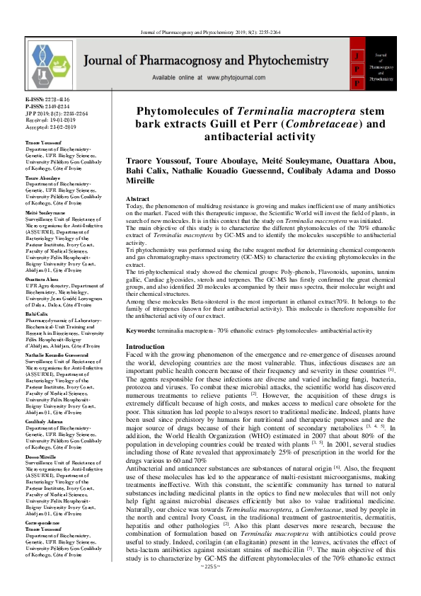 (PDF) Phytomolecules of Terminalia macroptera stem bark extracts Guill ...