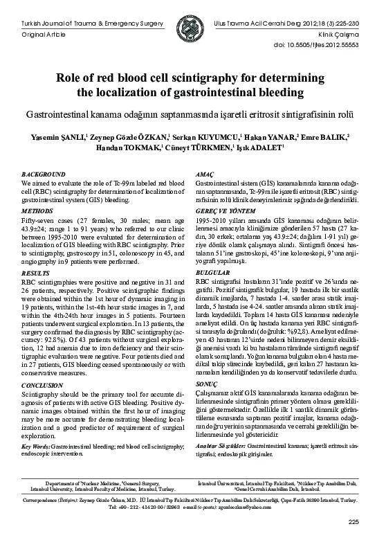 (PDF) Role of red blood cell scintigraphy for determining the ...