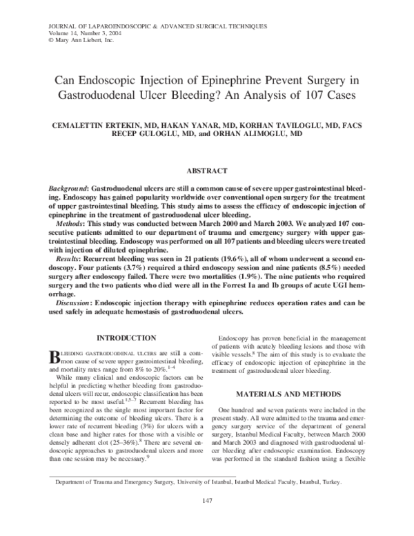 (PDF) Can Endoscopic Injection of Epinephrine Prevent Surgery in ...