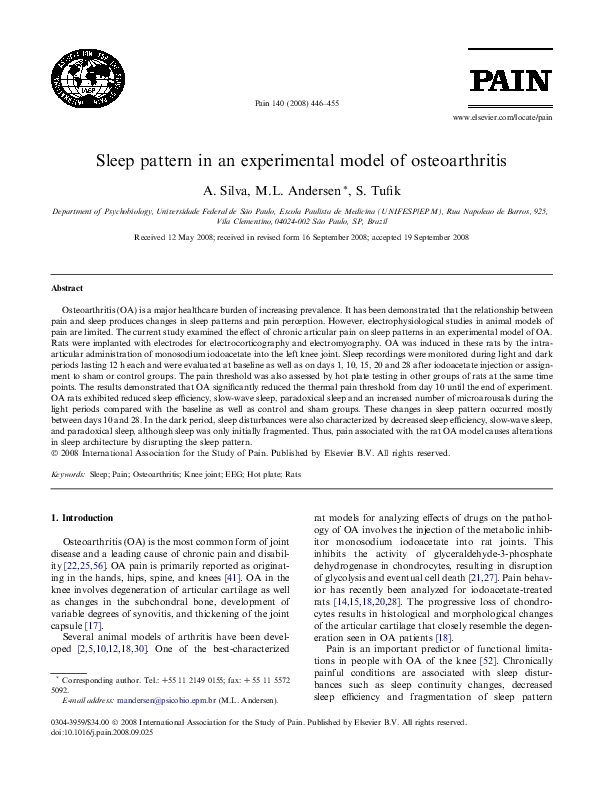 (PDF) Sleep pattern in an experimental model of osteoarthritis