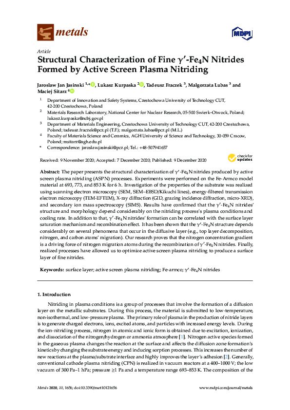 (PDF) Structural Characterization of Fine γ′-Fe4N Nitrides Formed by ...