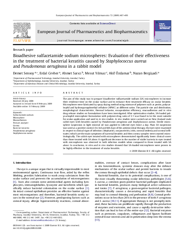 (PDF) Bioadhesive sulfacetamide sodium microspheres: Evaluation of ...