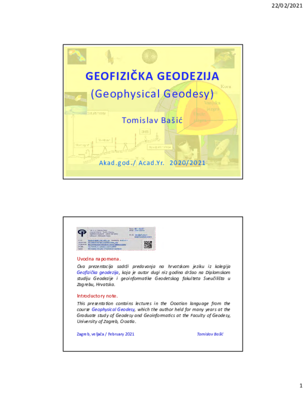 (PDF) Geofizička geodezija (Geophysical Geodesy) | Tomislav Bašić ...