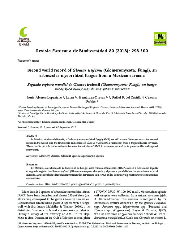 (PDF) Second world record of Glomus trufemii (Glomeromycota: Fungi), an ...