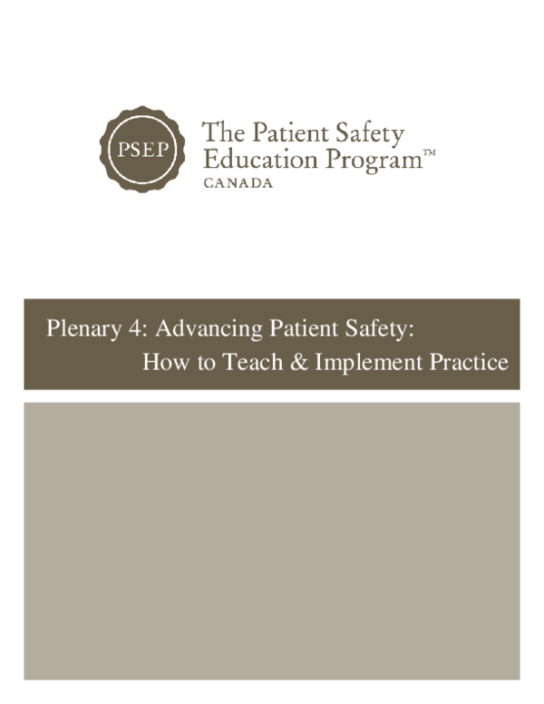 (PDF) Patient Safety Education Program - Curriculum