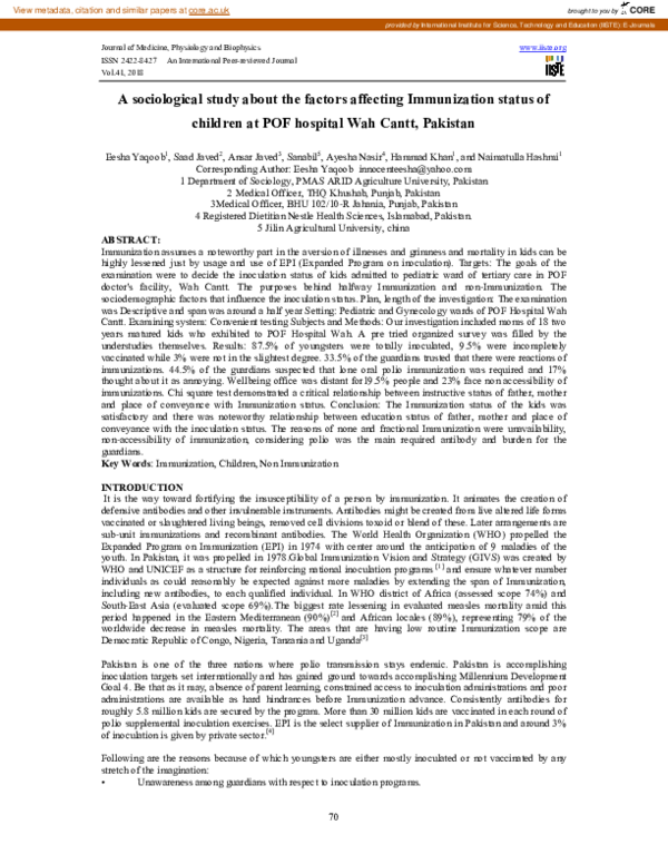 (PDF) A sociological study about the factors affecting Immunization ...