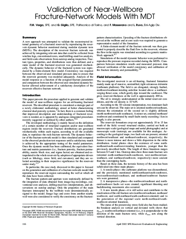 (PDF) Validation of Near-Wellbore Fracture-Network Models With MDT