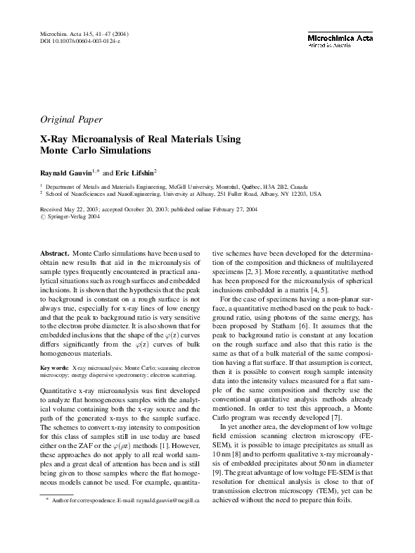 (PDF) X-Ray Microanalysis of Real Materials Using Monte Carlo Simulations