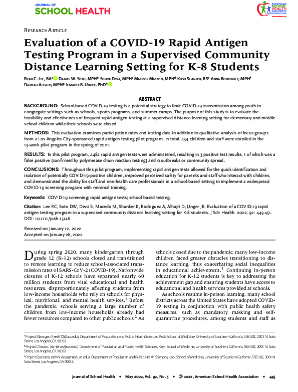 (PDF) Evaluation of a COVID ‐19 Rapid Antigen Testing Program in a ...